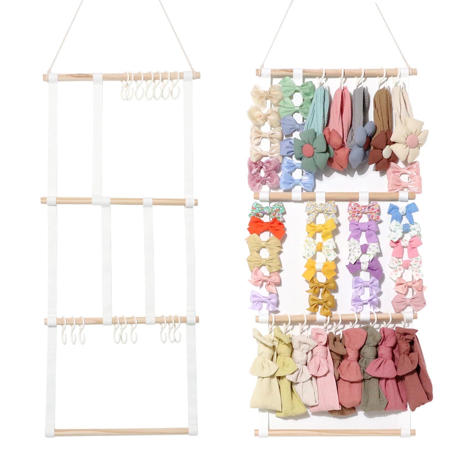 Headband Holder Hair Bows Holder for Baby Girls, Hanging Baby Headbands Organizer Storage Newborn Hair Accessories Storage Hanging Decor for Wall, Door or Closet in Girls Room