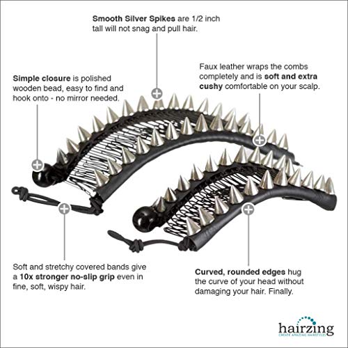 HairZing Stretchy Banana Hair Clip - Sturdy Hold, No Damage, Creases or Pain (Silver, Medium)