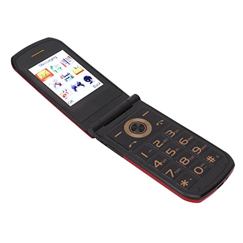 lonuo Cell Phone for Seniors, 100 to 240V 26x18 Dual Magnetic Speakers Wide Screen Unlocked Flip Phone 3D Keys for Daily Use (Red)