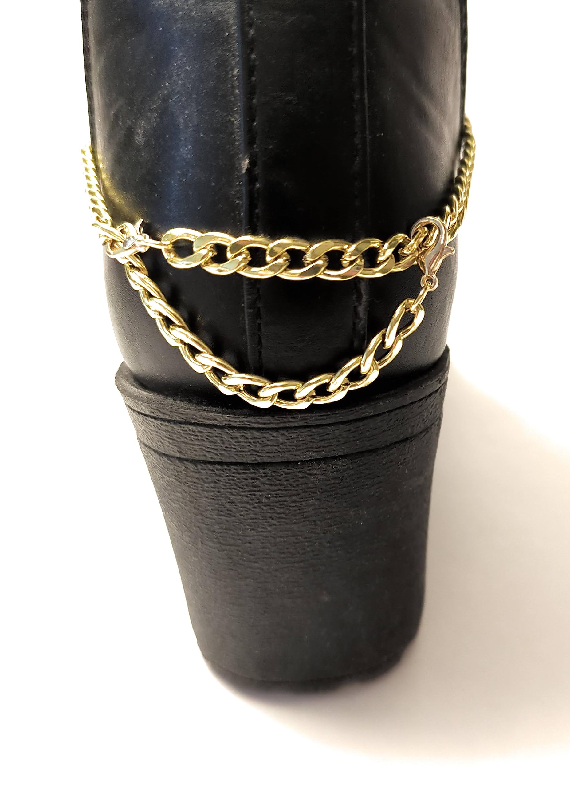 Gothic Red Rose Boot Charm Bracelet Chain 18K Gold-Plated Stainless Steel Double Clasp Adjustable Size 16 Inch Gift Boxed
