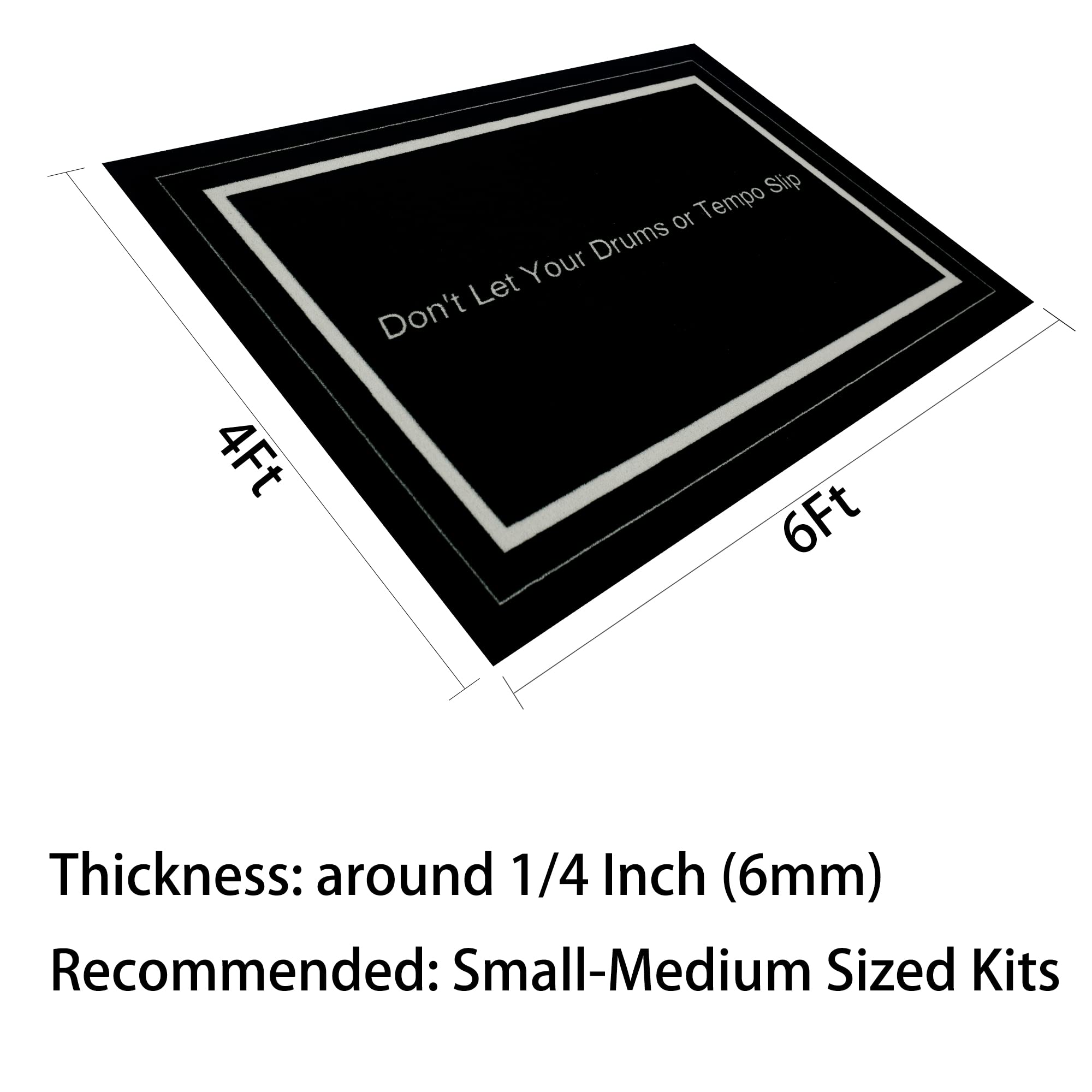 Kay&J Drum Rug Carpet with Carry Bag, Drum Mat, 4x6 Ft, Non-Slip,Stop Your Drum Set from Moving, Great Gift for Drummers, Drum Accessory, Black Drum Rug