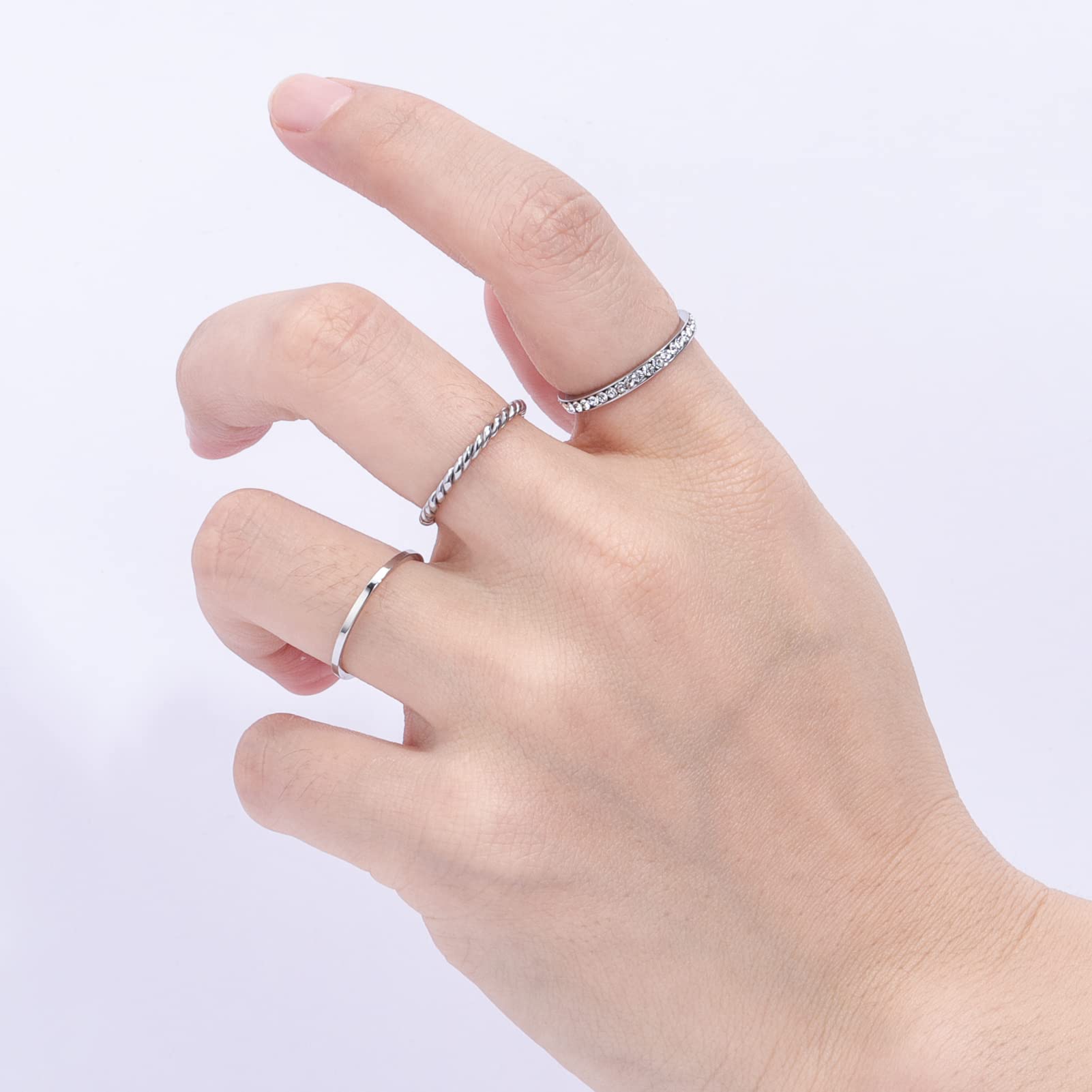 Joacii Engagement Rings for Women Stainless Steel Knuckle Rings Aesthetic Rings Set Comfort Fit Size 8