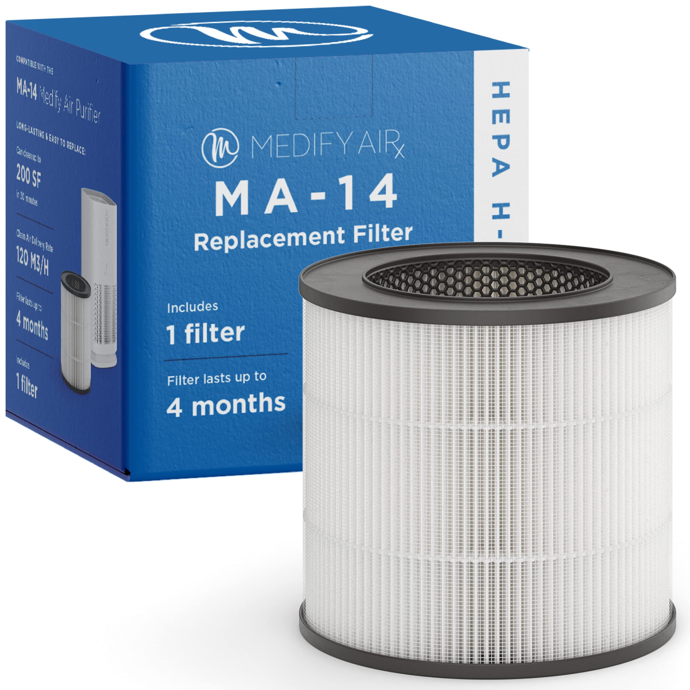 Medify Air MA-14 Genuine Replacement Filter | for Allergens, Wildfire Smoke, Dust, Odors, Pollen, Pet Dander | 3 in 1 with Pre-Filter, H13 HEPA, and Activated Carbon for 99.7% Removal | 1-Pack