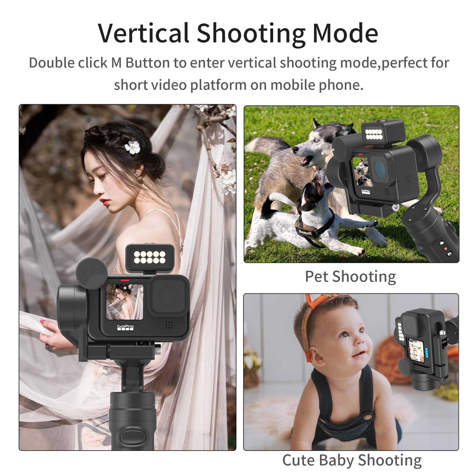 INKEE Falcon Plus Handheld Gimbal Stabilizer Anti-Shake with Tripod Vertical/Horizontal Time-Lapse Shooting Compatible for GoPro11/10/9/8/7/6/5,Insta360,One R,OSMO Action