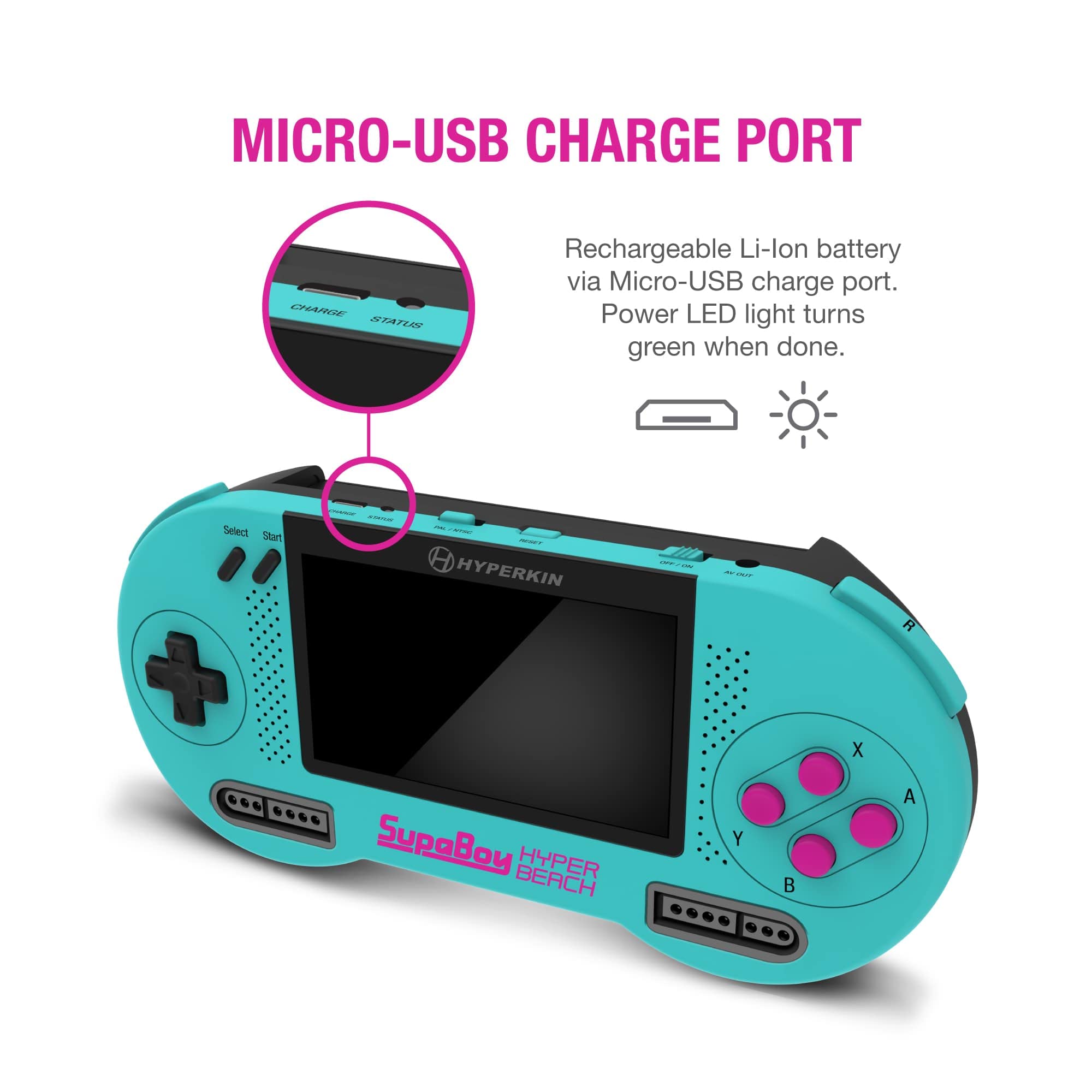 Hyperkin SupaBoy Portable Pocket Console for Super NES/Super Famicom (Hyper Beach) - Super NES;