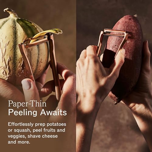 Material, The Forever Peeler Stainless Steel Vegetable Peeler, U-Shaped Swivel Design & Replacement Blade, Dishwasher-Safe, Golden