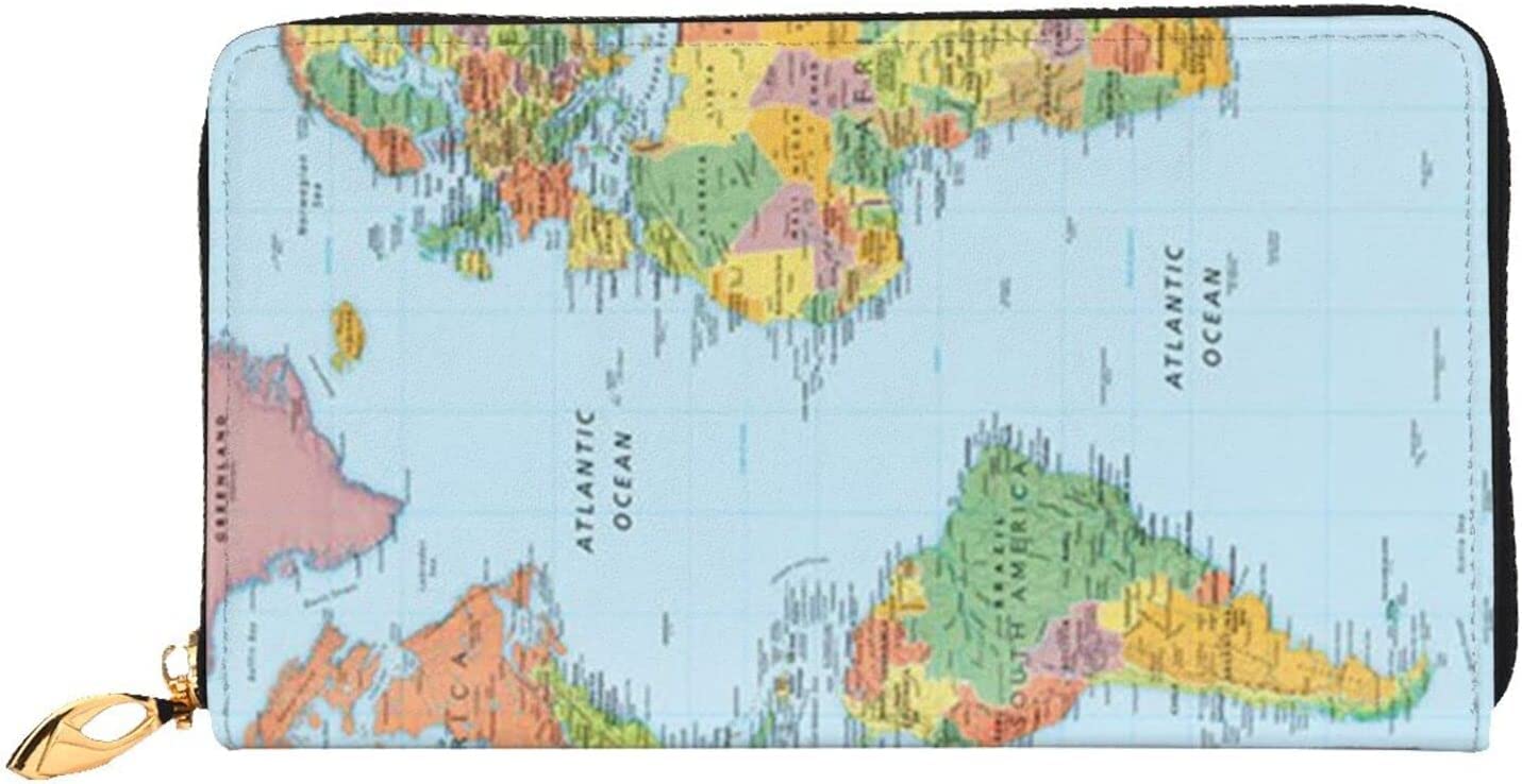 Long Handbag World Map Fashion Purse Clutch Credit Card Holder Organizer Ladies Leather Wallet