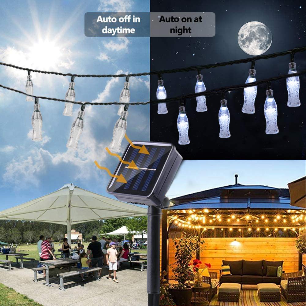 INFLATION Solar String Lights Outdoor,8 Modes of Outdoor Crystal Waterproof String Lights Garden Decorative lamp Ground Plug Christmas Decorations Lights, Parties, Romantic Decorations Lights