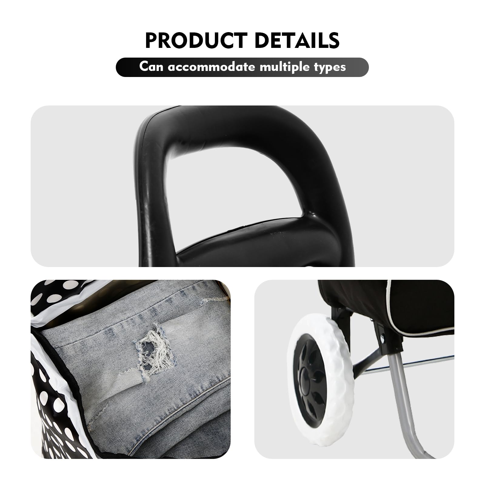 Panana Shopping Truck Folding Grocery Bag 2 Wheels Foldable Cart Hand Truck Storage Carts (Black)
