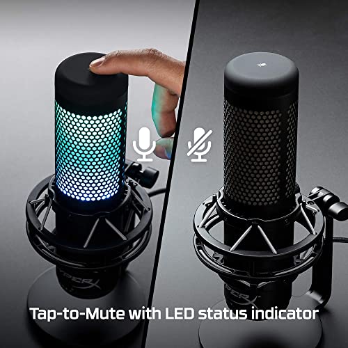 HyperX QuadCast S RGB USB Condenser Microphone for PC, PS4 and Mac, Anti-Vibration Shock Mount, Four Polar Patterns, Pop Filter, Gain Control, Gaming, Streaming, Podcasts (Renewed)
