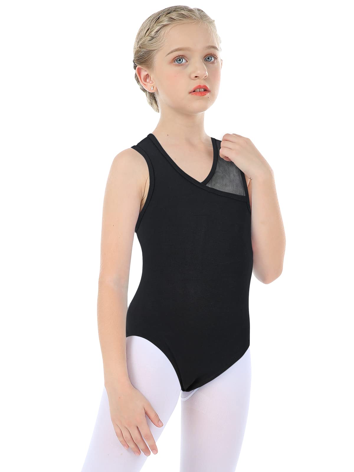 HohTot Leotards for Girls Gymnastics Wear Practice Tumbling Outfit Black Leotard for Competition Size 10 11