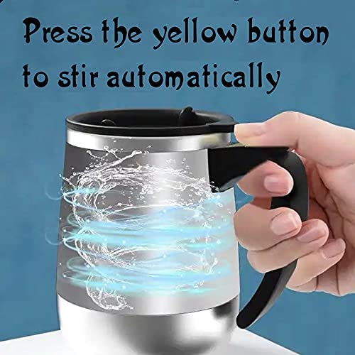 IAMPDD Self Stirring Mug Auto Self Mixing Stainless Steel Cup for Coffee/Tea/Hot Chocolate/Milk Mug for Office/Kitchen/Travel/Home -450ml/15oz The best gift(pink)