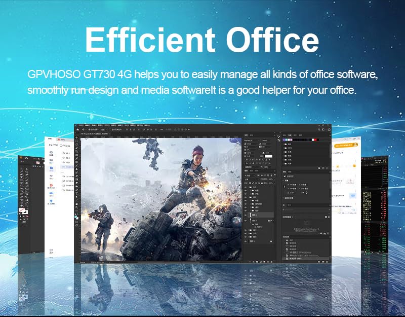 GPVHOSO GeForce GT 730 4GB DDR3 Graphics Card, 128Bit DirectX 11 PCIe x16 Low Profile Computer GPU for Working, VGA/DVI-D/HDMI Output Desktop Gaming Video Card Support 2K with Bracket