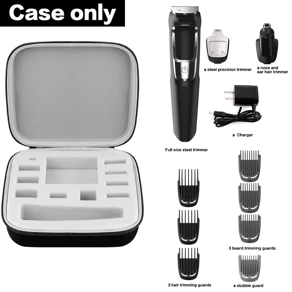 Hard Case Compatible with Philips for Norelco MG3750 Multigroom All-In-One Series 3000 Men's Electric Beard Trimmer Shaver. Clipper Storage Holder for 13 Attachment Trimmer and Accessories (Box Only)