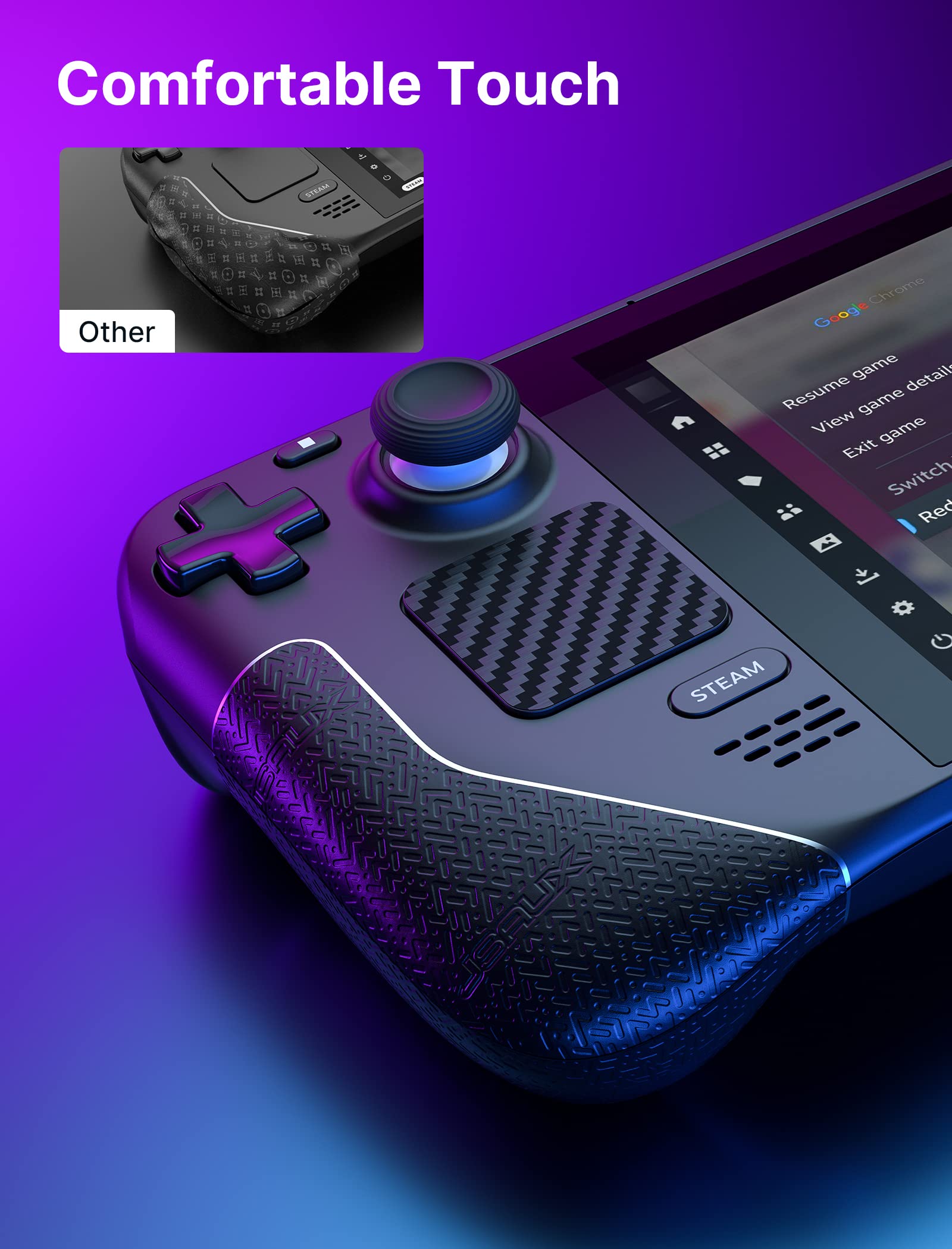 JSAUX Skin Stickers Set Compatible for Steam Deck/Steam Deck OLED, Steam Deck Anti-Slip Grip Stickers, Steam Deck Touchpad Protector, Steam Deck Thumb Grip Caps, Touch Front & Back Protector Set