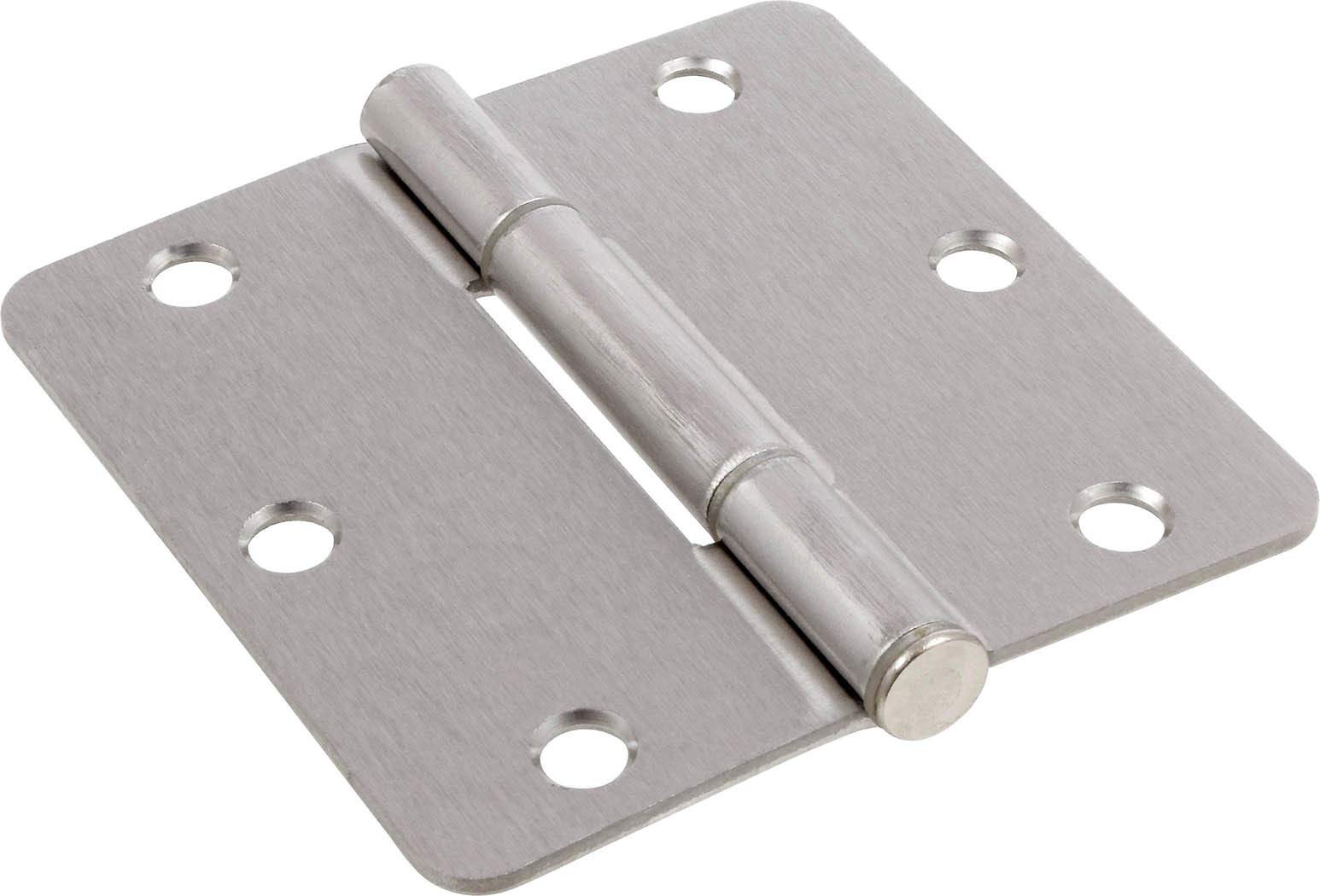 Hardware Essentials 854323 Smooth Corner Squeak-Proof Door Hinges, 3-1/2 inch, 3-1/2", Satin Nickel, 3 Pieces