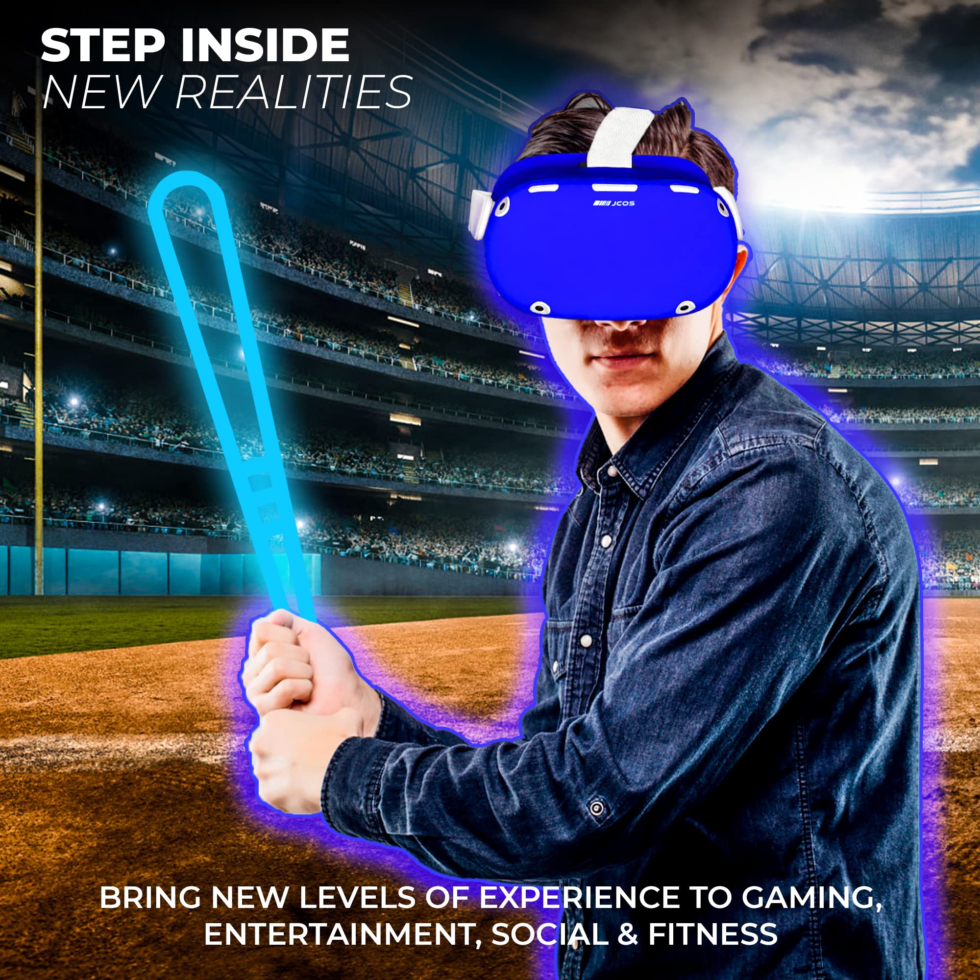 JCOS 4-in-1 Silicone Accessories for Oculus Quest 2 | Shell Front Silicone Face Cover Protector, Skin Grip Cover, Adjustable Knuckle Straps, Soft Silicone Facial Interface Cover (Purple) JCOS1