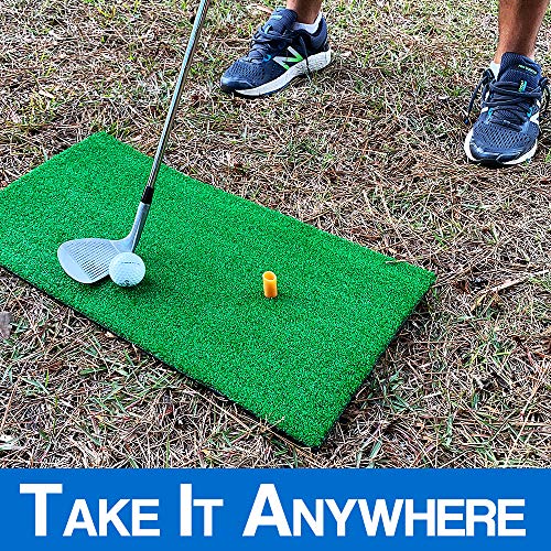 Golf Mat with Tee. Perfect for Home Practice in The Backyard or Inside with a net or Simulator. Use for Full Shots or Chipping. (Large - 12" X 24")