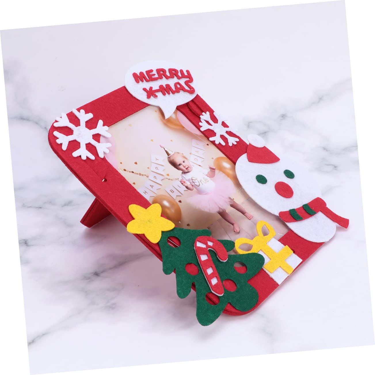 Homoyoyo Christmas Photo Booth Prop Frame Nonwoven Photo Frame Christmas Photo Frame Craft Red Photo Frame Decorative Picture Frames Frame Materials Package Hanging Photo Frame Child Manual