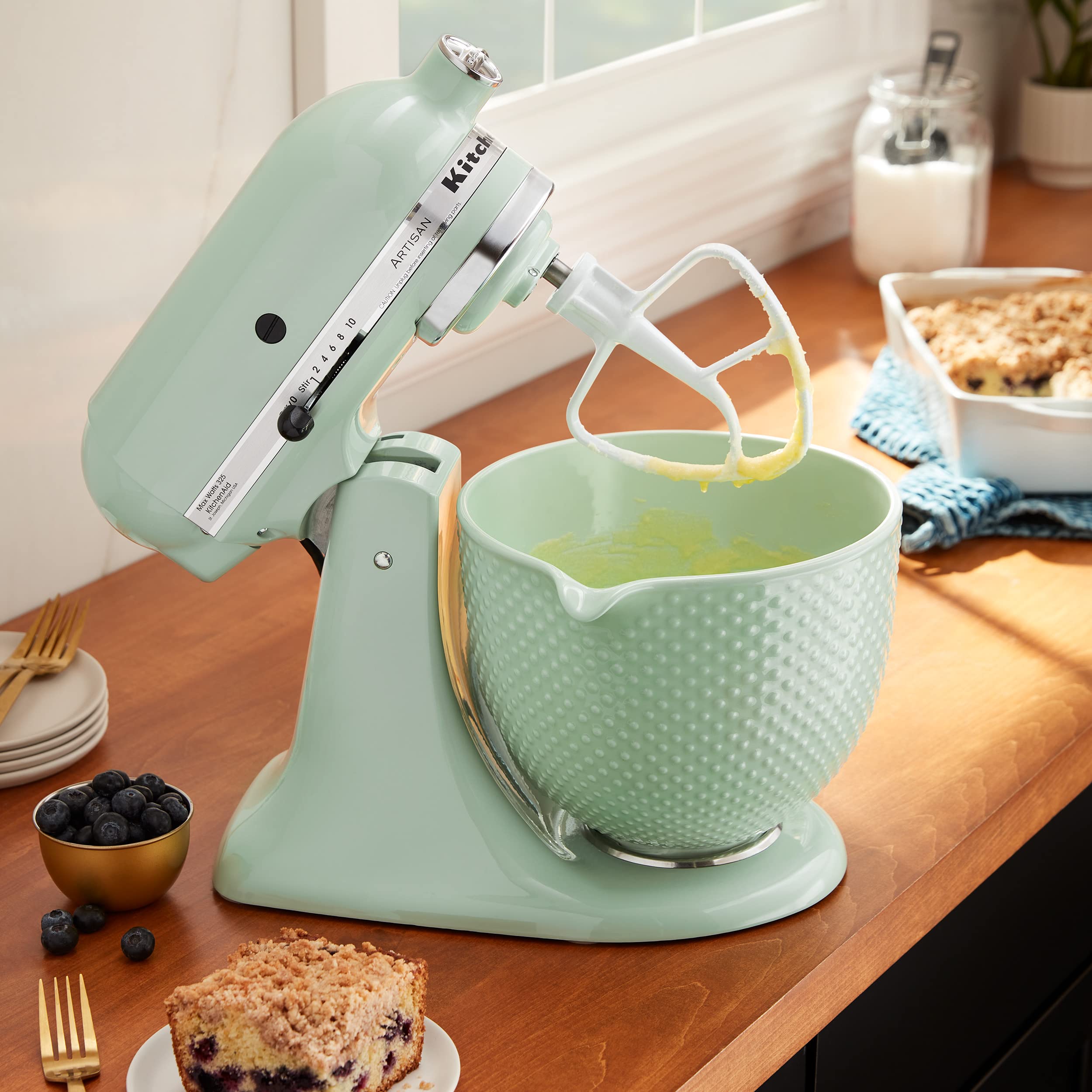 KitchenAid 5 Quart Ceramic Bowl for all 4.5-5 Quart Tilt-Head Stand Mixers KSM2CB5TDD, Dew Drop