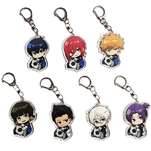 JCvCX Anime Keychain Meguru Bachira Cosplay Keychains Hyouma Chigiri Acrylic Keychain Figure Keyring Car Key Chain (7pcs)