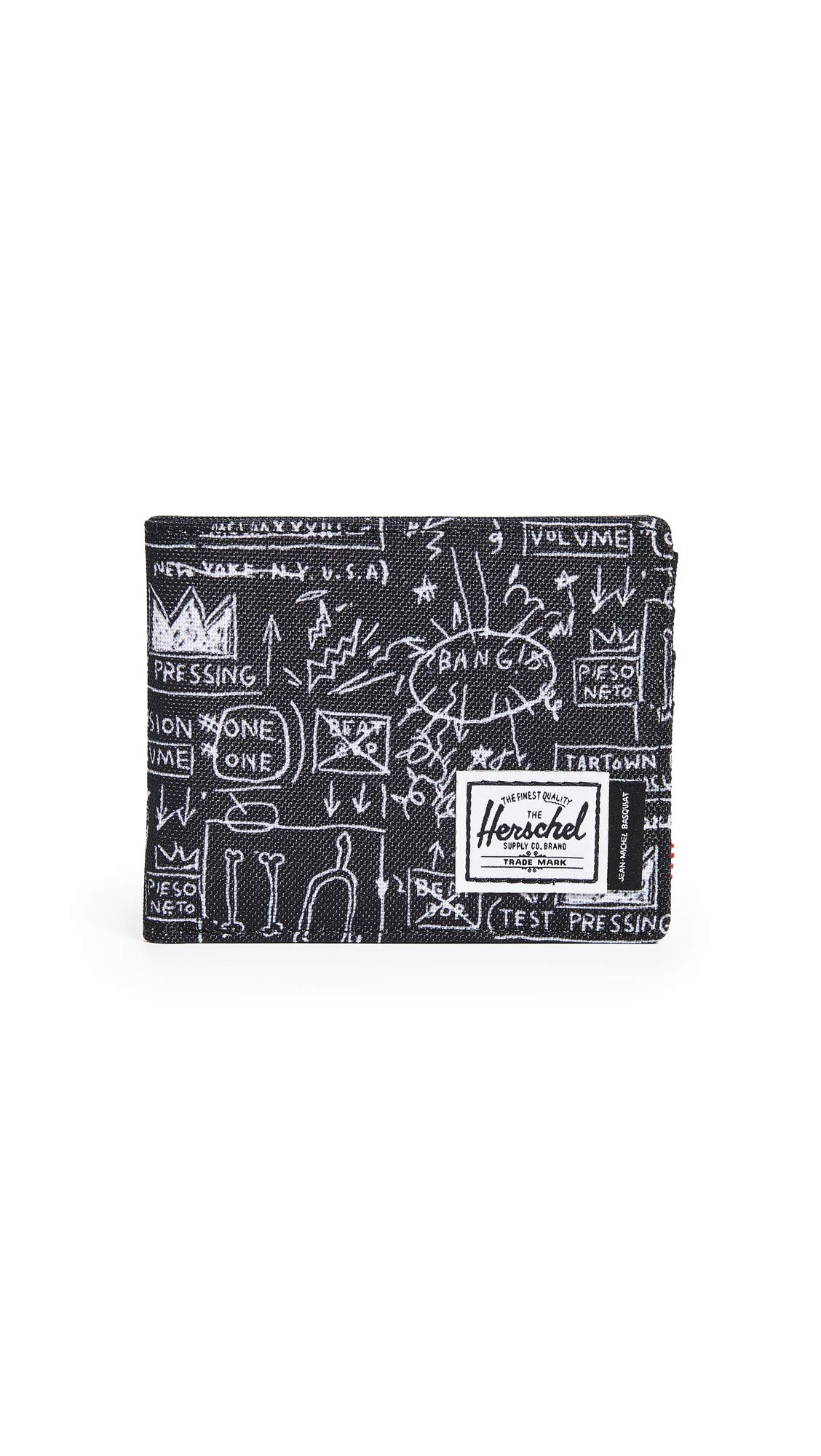 Herschel Supply Co. Men's x Basquiat Charlie Card Case, Basquiat Beat Bop, Black, Print, One Size