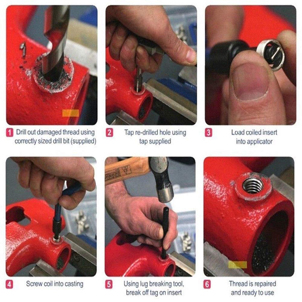 Highking Tool Thread Repair Kit, M7 x 1.0mm Metric Thread Repair Insert Kit Compatible Hand Tool Set for Auto Repairing (M7-1.0)
