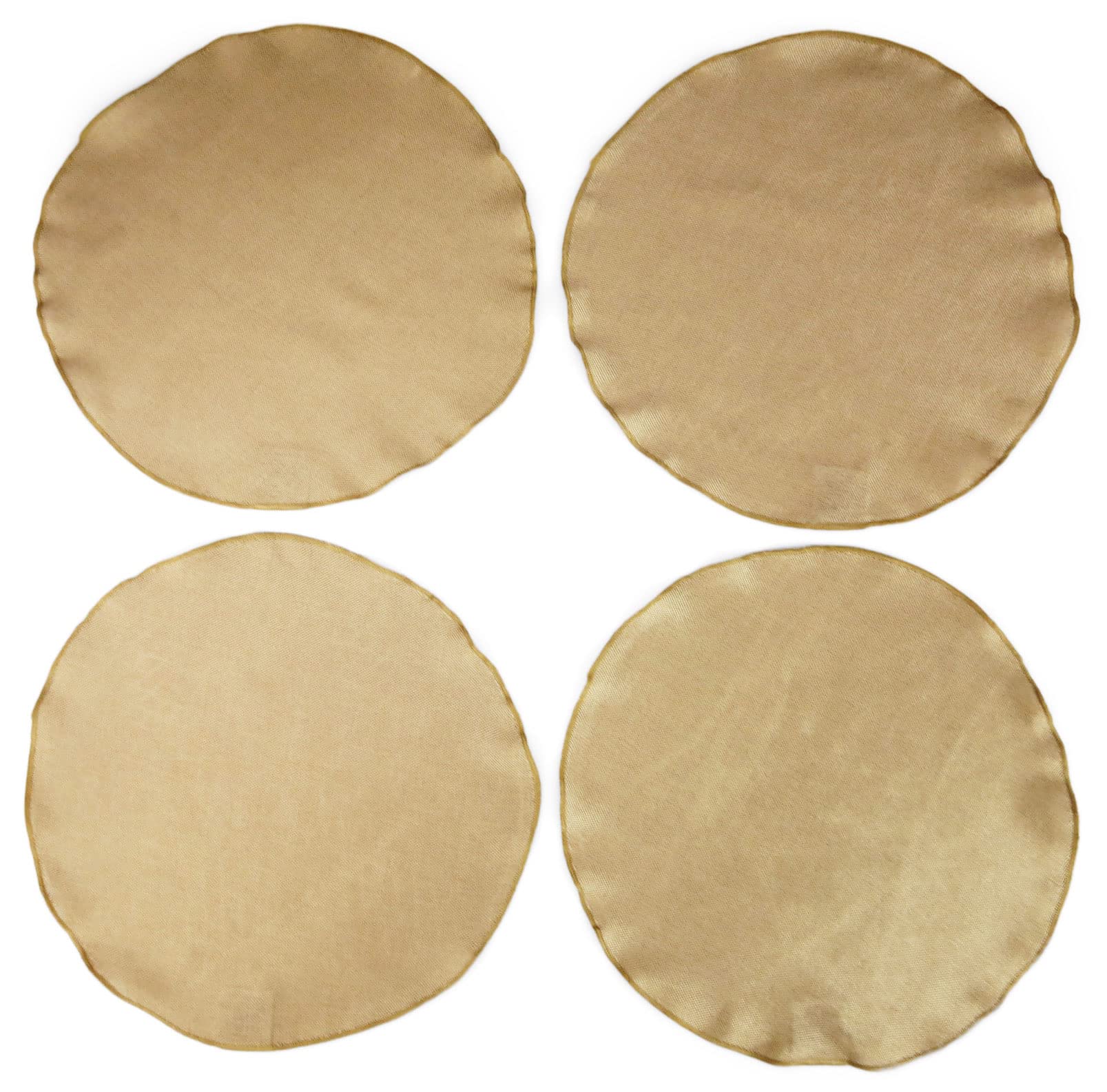 Goldstream Point 4 Pack 15 Inch Round Natural Brown Polyester Burlap Placemat Faux Jute Table Place Mat