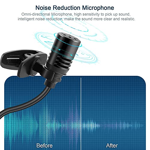 KXDFDC Lavalier Microphone Mini Lapel Recording Live Streaming Microphone 50UHF for Camcorder Smartphone Laptop 50m Range