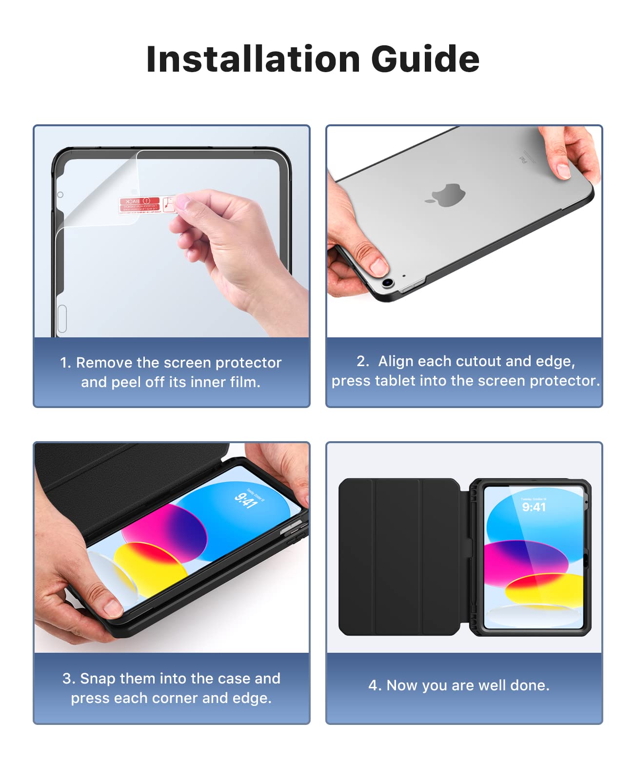 MoKo Case for New iPad 10th Generation 2022, Support Touch ID, Black