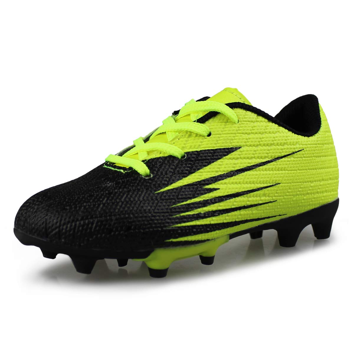 Hawkwell Kids Outdoor Comfortable Soccer Shoes(Toddler/Little Kid/Big Kid), Black Green PU, 11.5 M US