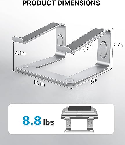HUANUO Keyboard Tray Under Desk & Laptop Stand,Ergonomic Laptop Stand for Desk, Laptop Riser, Computer Stand Holder Compatible with 10-15.6 Inch Laptops, Silver
