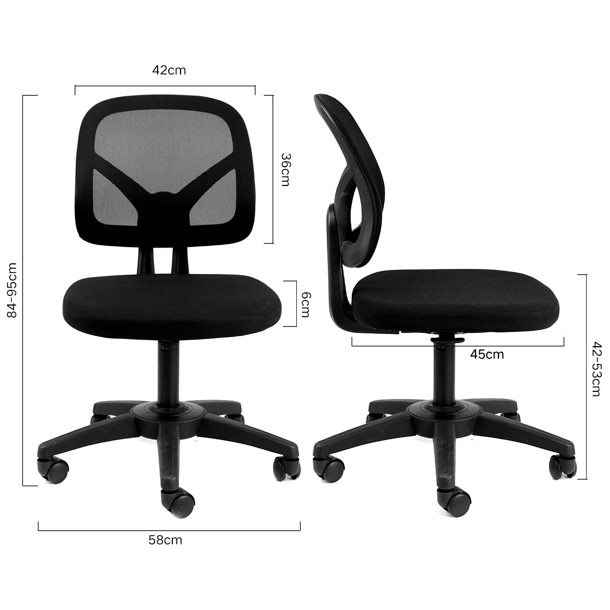 Hbada Home Office Desk Chair with Flip Up Arm, Breathable Mesh Back Lumbar Support Task Chair, Ergonomic Office Chair with Adjustable Height & PU Wheels, Swivel Computer Desk Chair, Black