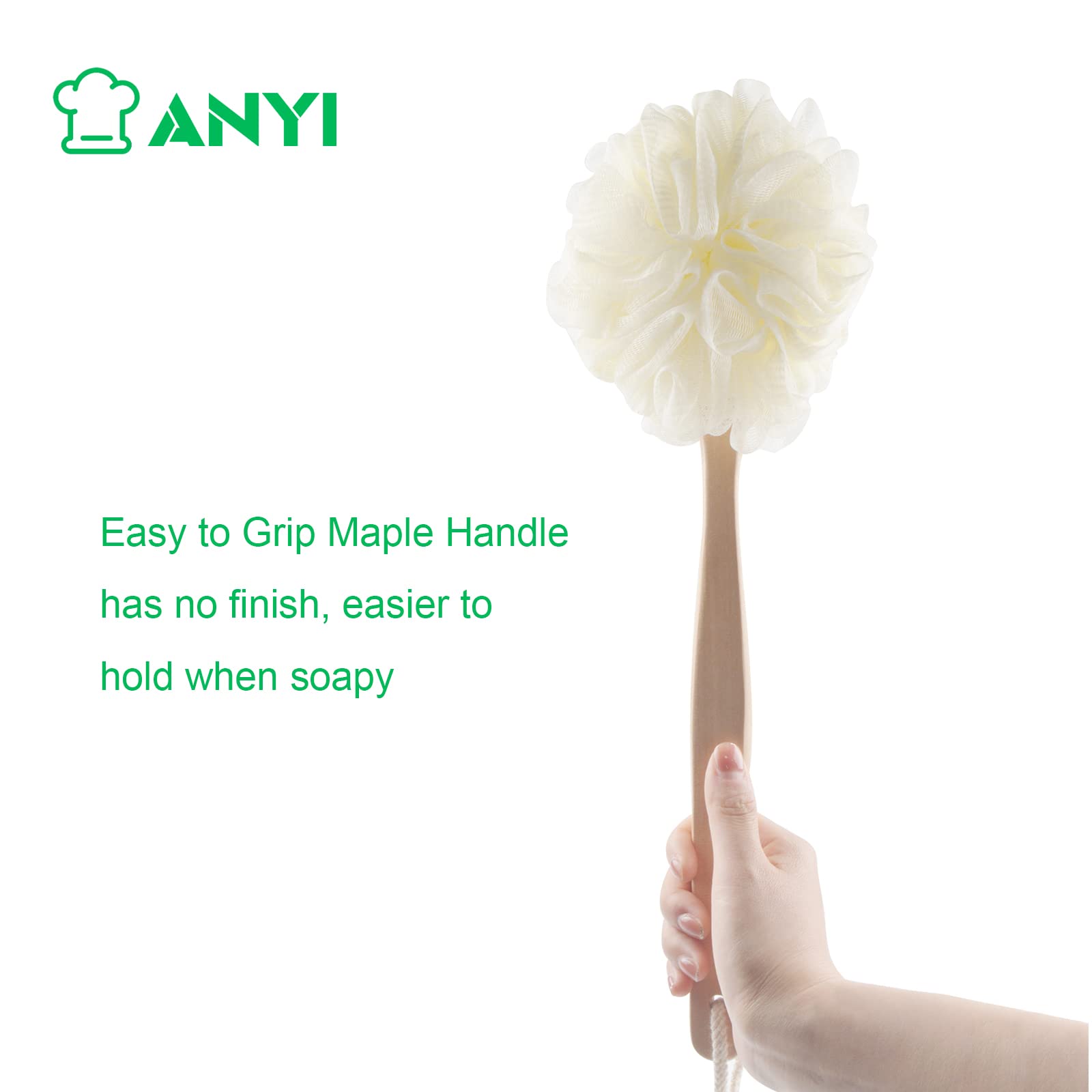 Loofah on A Stick Back Scrubber for Shower Loofah with Handle Bath Sponges Back Washer for Men and Women Long Handled Shower Sponge for Exfoliating