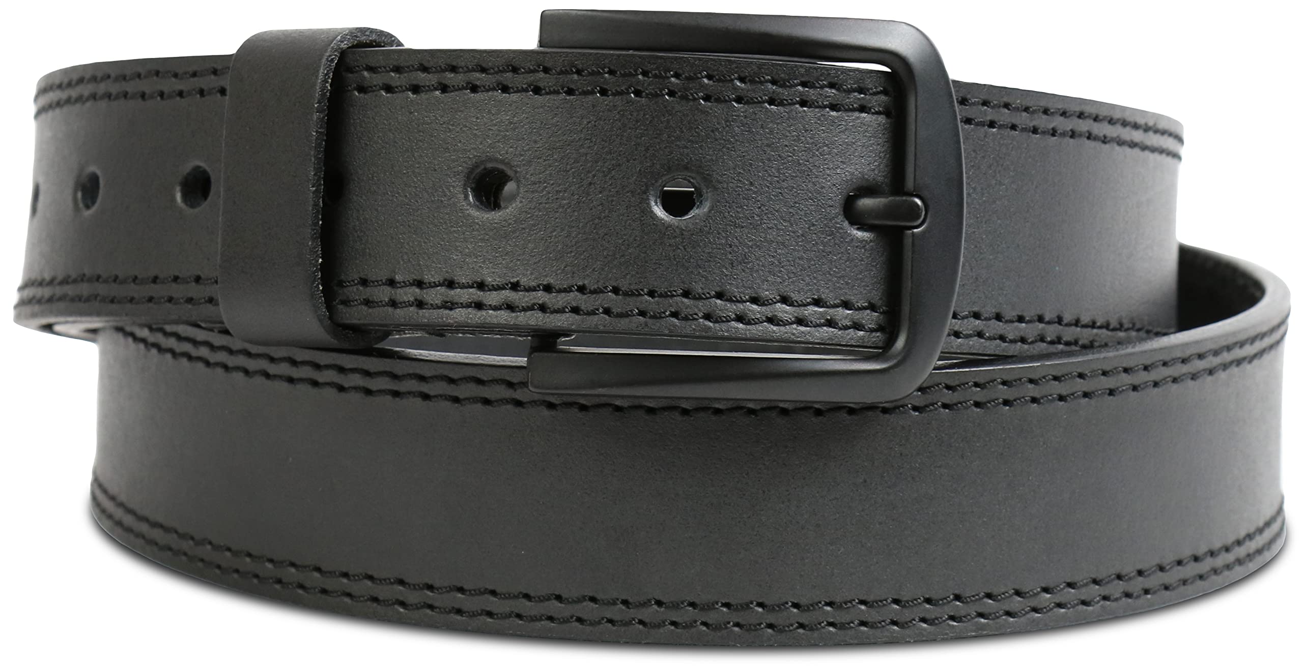 Kolossus Leather Belt For Men Double Prong Black L(38-40)