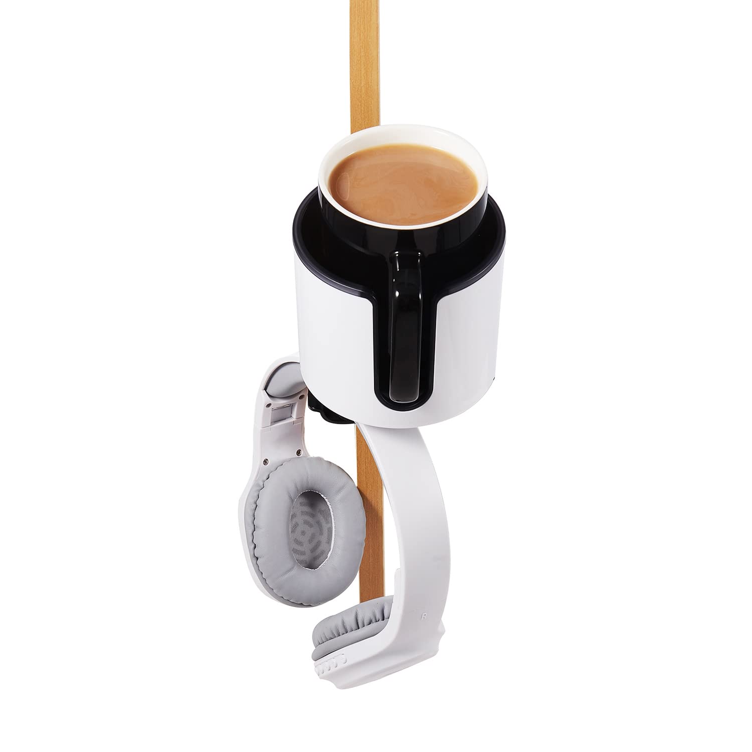 Luxury 2-in-1 Clamp-On Cup Holder/Bottle Holder for Microphone Stand Tube (WHITE)