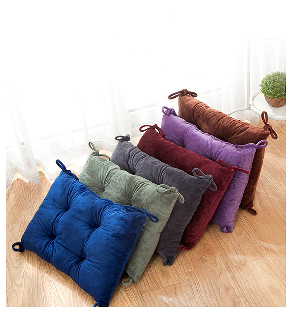 JINGXIN Crystal Velvet Fabric Chair Pad Rectangle Stool Cushion Students Seat Pad,with Ties - 11.8 x 17.7 inch,Pine Green