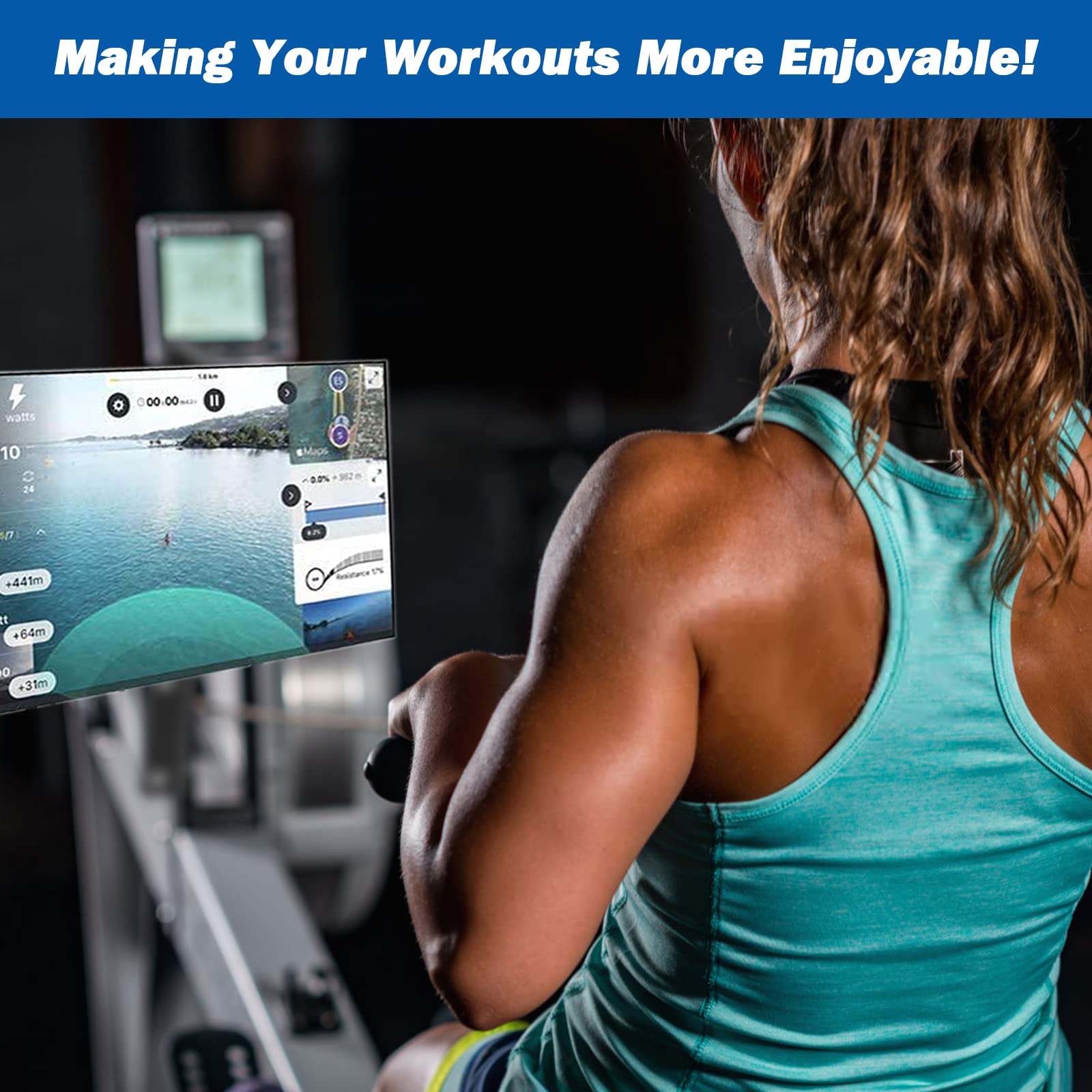 JISHAHS Monitor Mounting Arm for Concept 2 Rowing Machine, Horizontally Adjustable Articulating Arm for Most 12-27 Inch Flat Curved Screen TVs & Monitors Holds 30lbs, Ideal Accessory for C2 Rower