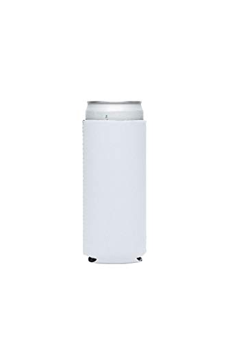 SNERTZ 12 Pack Slim Can Cooler White Blank DIY Sublimation Durable Neoprene Insulated Skinny Beer Seltzer Can Holder Cooler Sleeve Coolies Fits 12oz cans