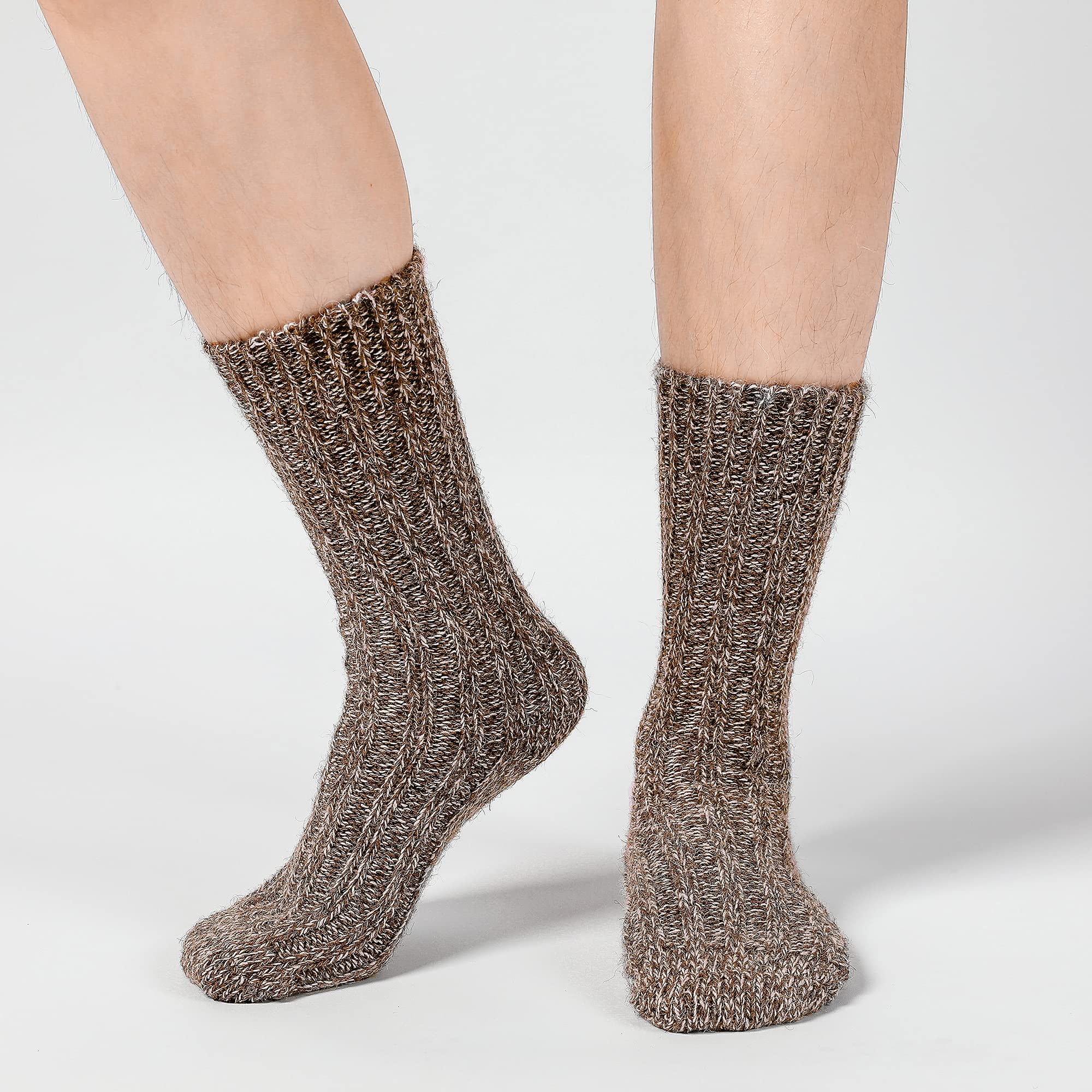 GLENMEARL 3 Pack Womens and Mens Merino Wool Hiking Socks Winter Warm Soft Snow Boot Crew Socks for Women & Mens (Size 7-10)