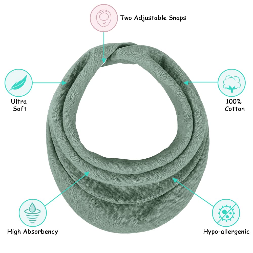 Looxii Muslin Baby Bibs 8 Pack Soft Absorbent Gauze Bandana Drool Bibs for Boys Girls