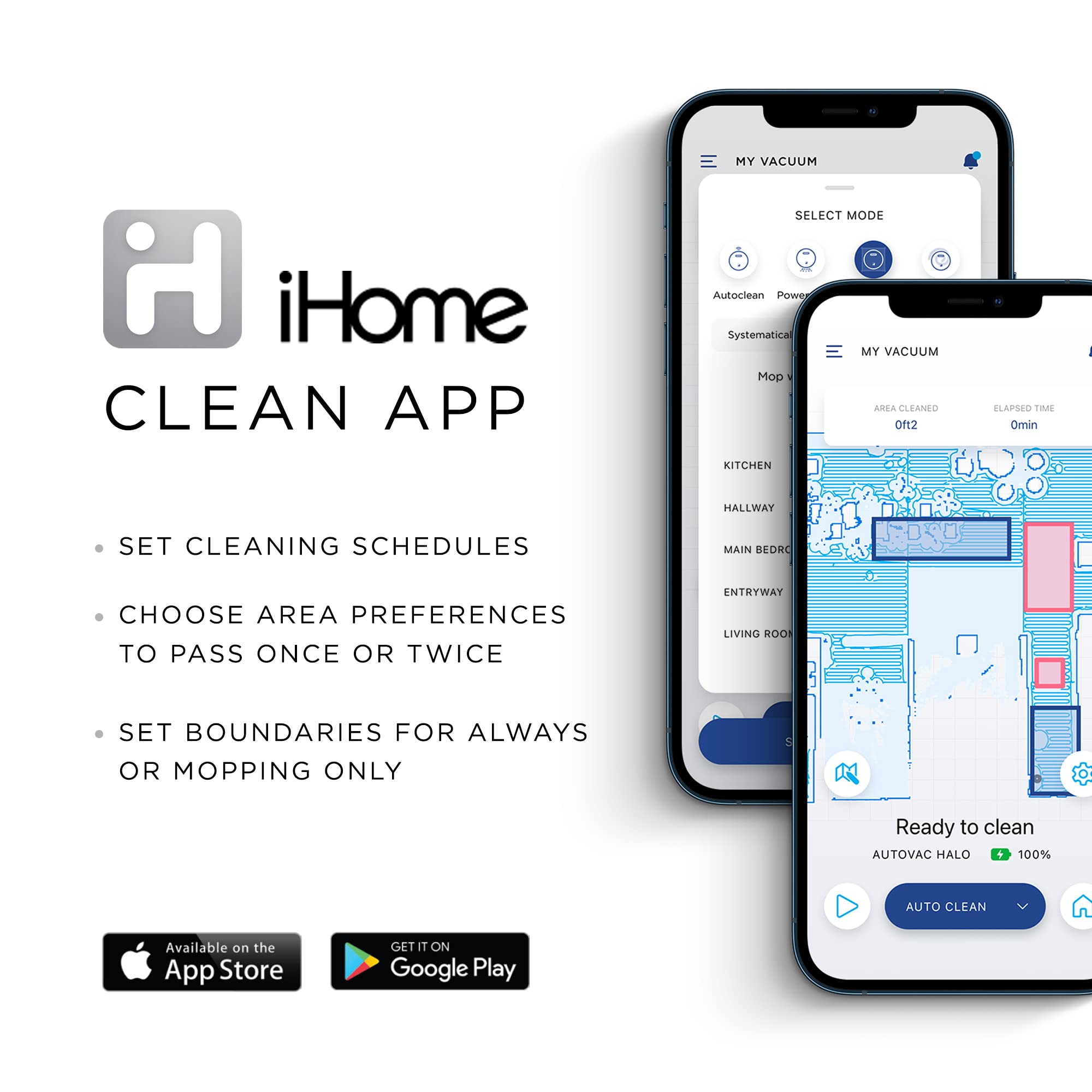 iHome AutoVac Halo,Robot Vacuum and Mop Combo, Robotic Vacuum Cleaner, Automatic Self Emptying Dirt Disposal Base, Wi-Fi Connected Smart Mapping, Lidar Visual Navigation Technology, App Control