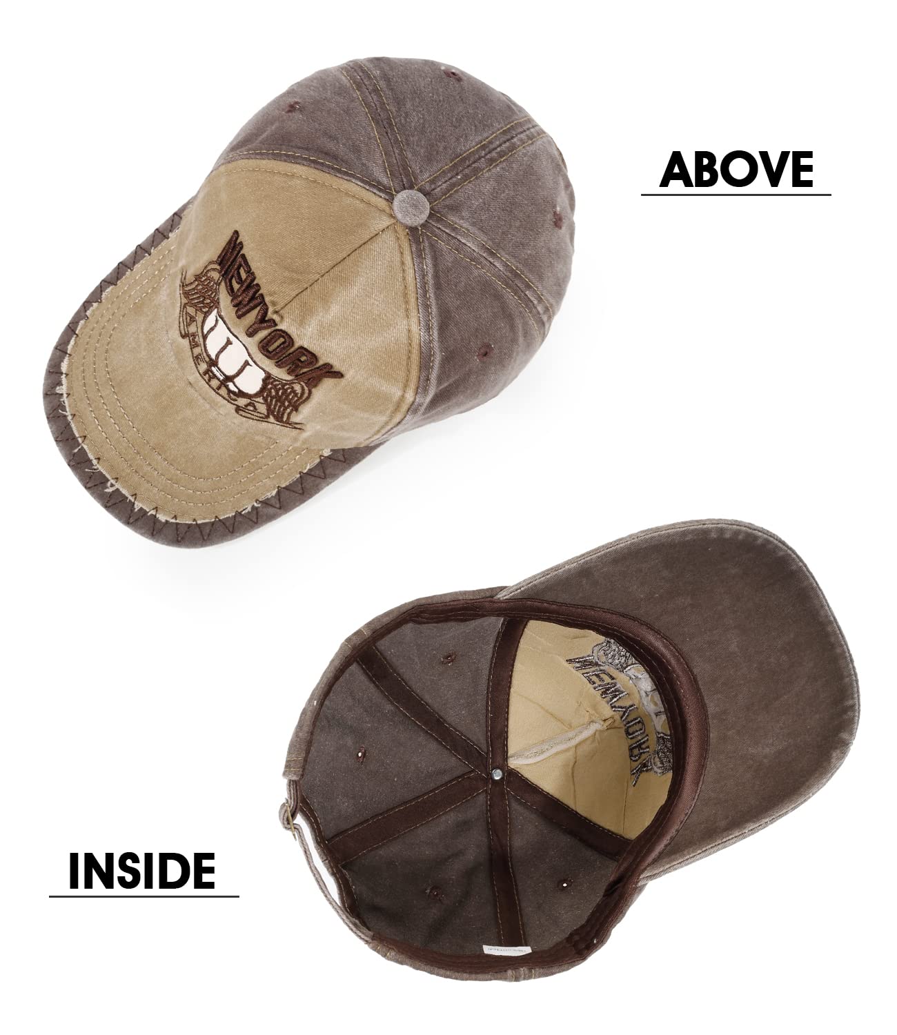 HH HOFNEN Baseball Cap Vintage Washed Distressed Cotton Hat for Men Women Adjustable Low Profile Dad Hat Plain Cap Khaki