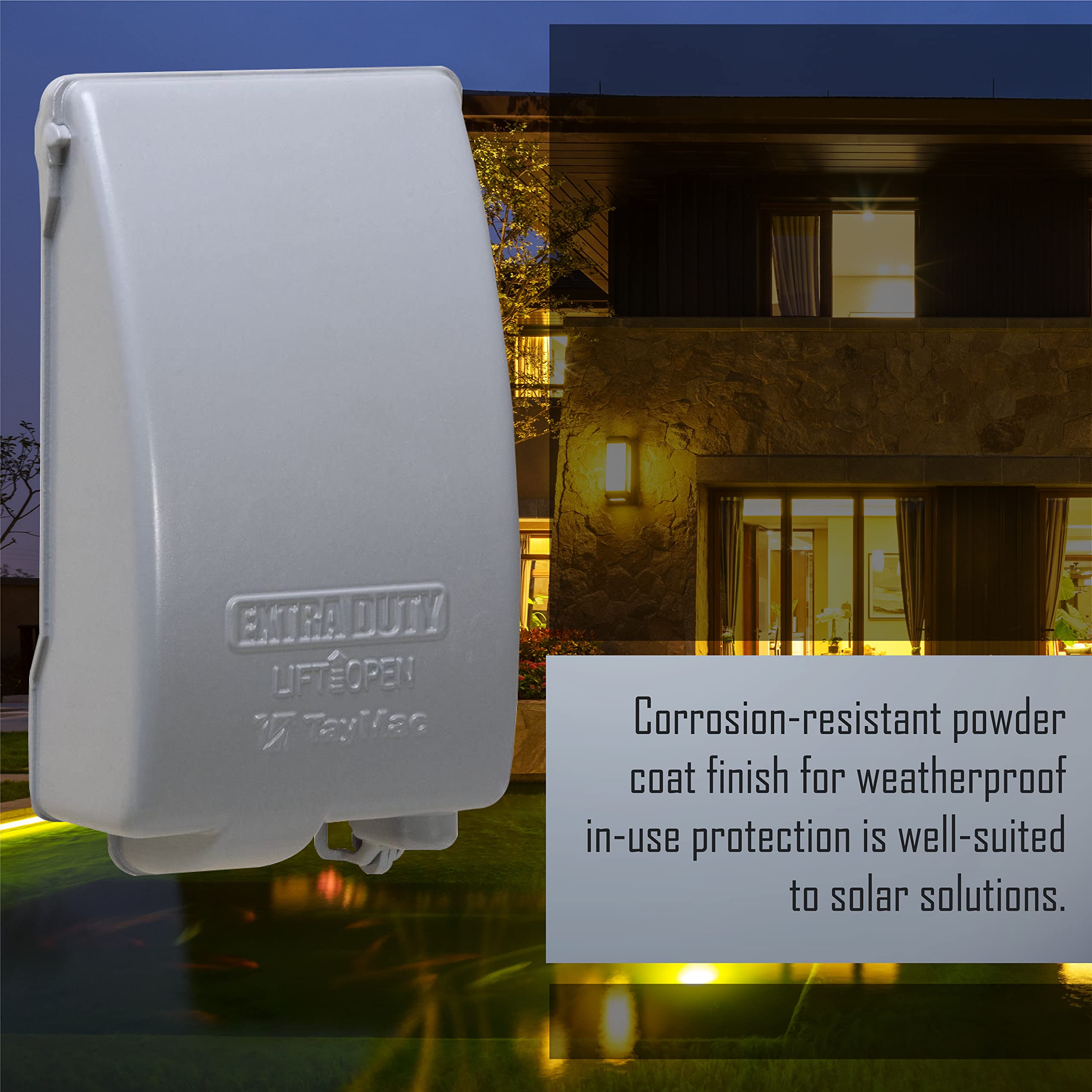 Hubbell-Bell MX4280S 1-Gang Extra Duty Expandable In-Use Cover, Weatherproof Metal Low Profile 8-in-1, 3.5 in. Deep, Vertical, Gray