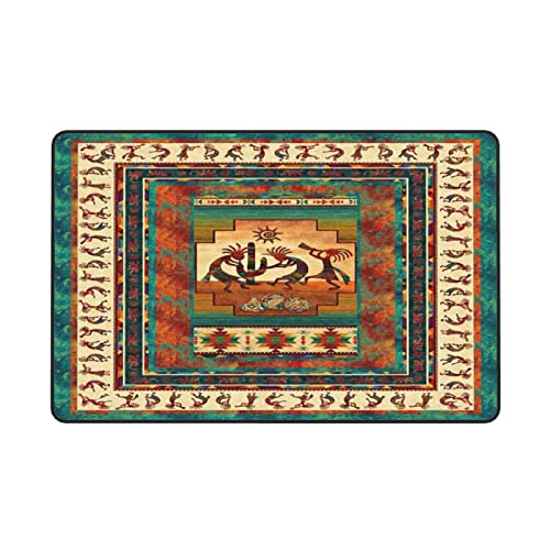 Soft Area Rug for Living Room,Southwestern Kokopelli Native American Indian,Large Floor Carpets Doormat Non Slip Washable Indoor Area Rugs for Bedroom Kids Room 5 x 7Ft