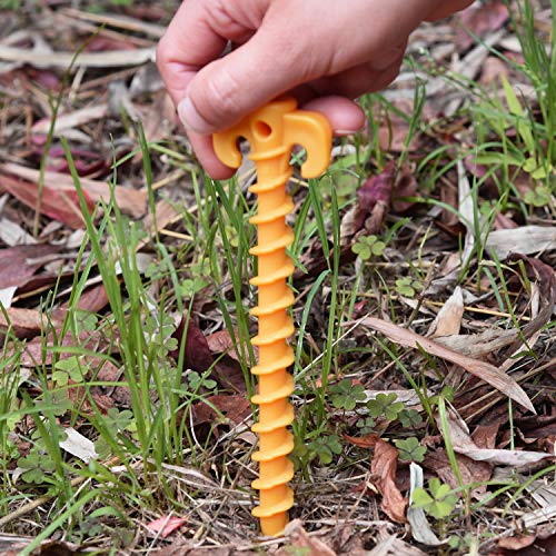 Hovico Tent Stakes,8-Pack,Spiral Ground Anchor Folding Ring for Securing Tents, Canopies, Tarps, Swing Sets, Solid Steel Earth Auger