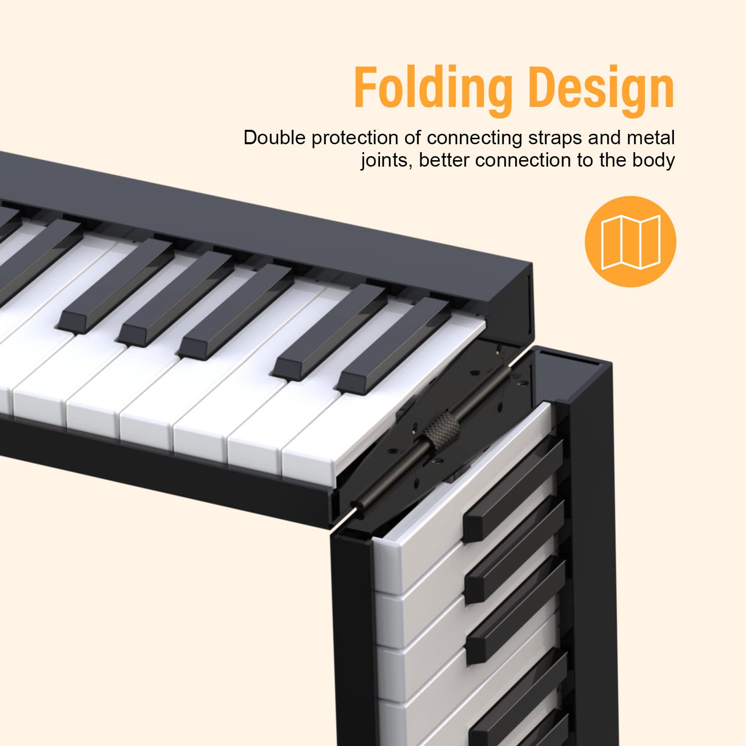 KONIX 61 Key Folding Piano Keyboard, Portable Touch Sensitive Foldable Keyboard Piano for Beginners Kids with MIDI, Speakers and Piano Bag