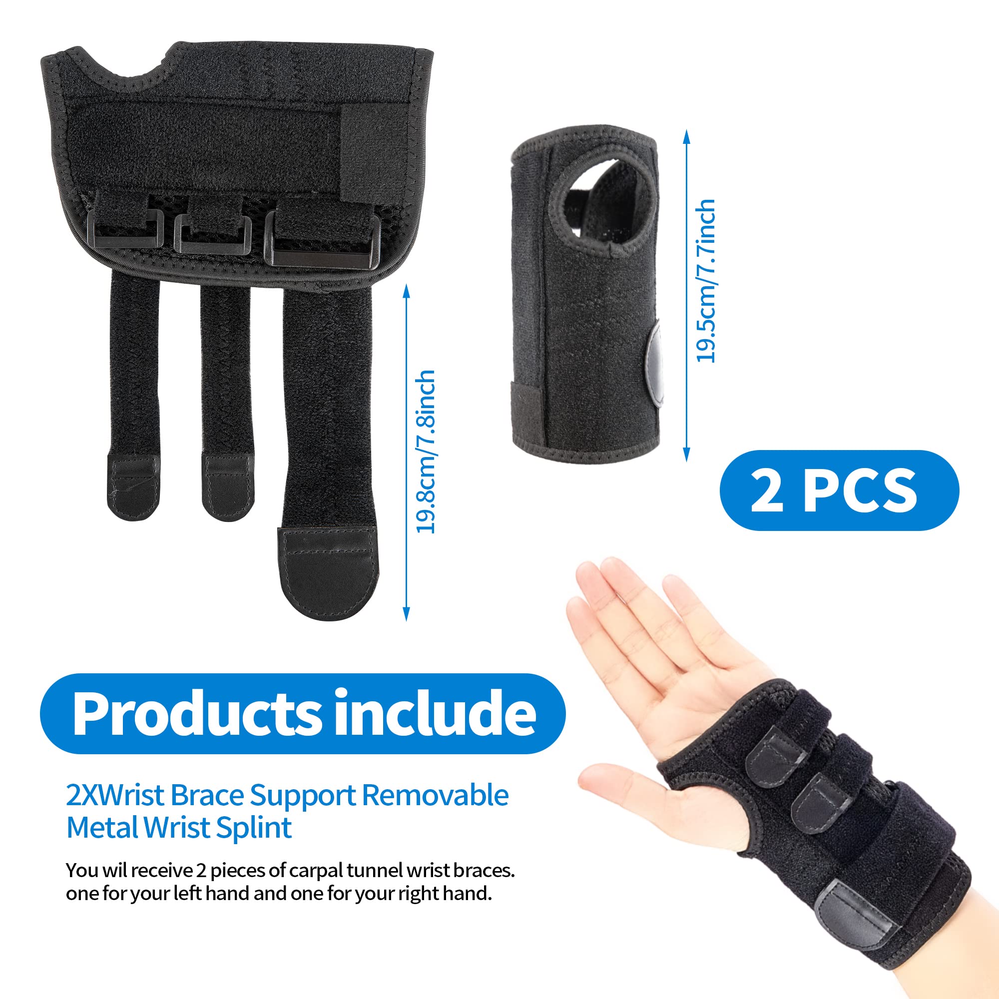 KUMBAZZ 2 Pack Wrist Brace for Carpal Tunnel Wrist Brace, Mouse Pad Wrist Support, Carpal Tunnel Wrist Brace Night Support for Arthritis, Tendonitis, Sprains