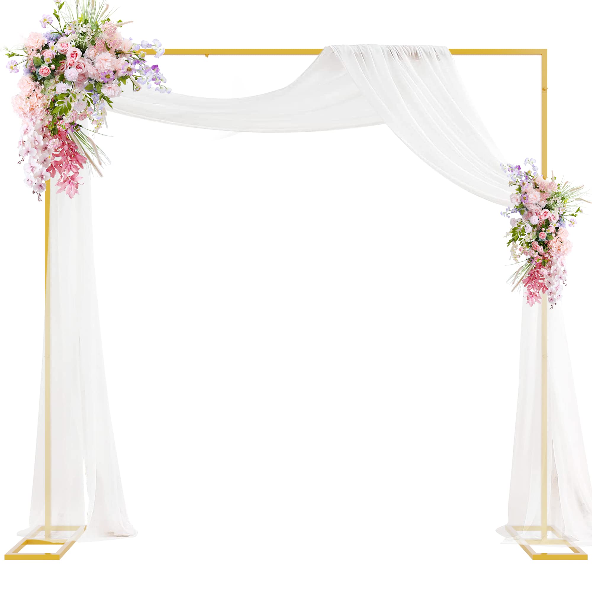 Heavy Duty Backdrop Stand 8ft x 8ft Gold Pipe and Drape Backdrop Stand Kit Adjustable Metal Backdrop Sand for Wedding Photobooth Exhibition Decoration