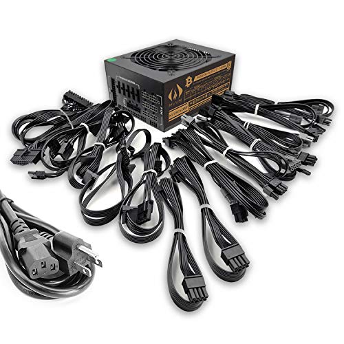 HVVH High Power 24 Pin Miner/BTC/ETC GPU ATX Fully Modular 1600W Power Supply Support Double CPU Mining Server and Computer Designed for US Voltage 110V 1600W